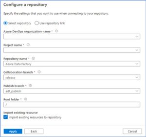 Git Configuration for Azure Data Factory: Deploying Existing Branches ...